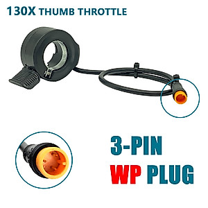 BEISGUANGS Ebike 130X Thumb Throttle,22.5mm Handlebar,12V24V36V48V52V60V72V,Right/Left Hand 3 Pin Waterproof Connector for Electric Scooters