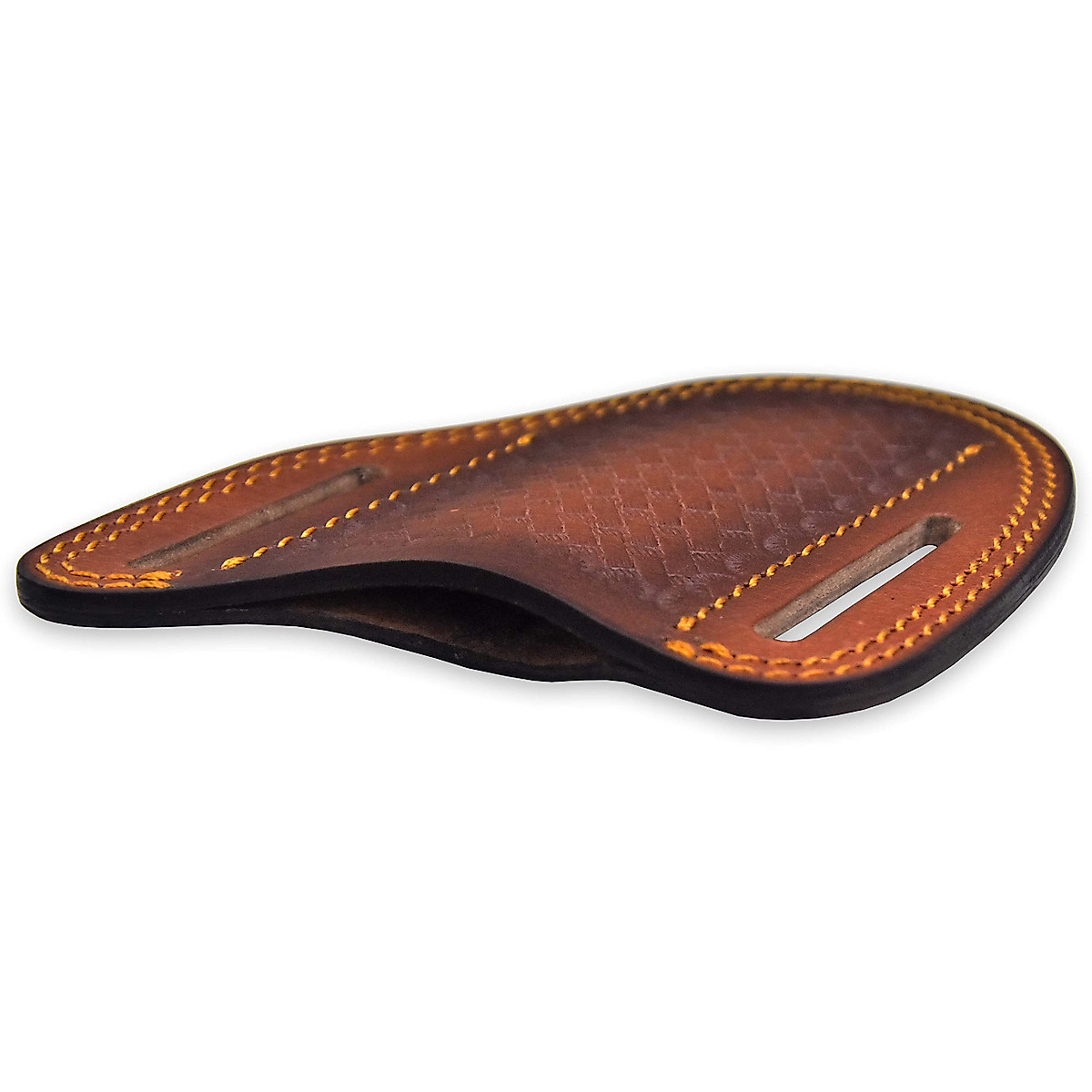 Hercules Knives Custom Leather Sheath Slanted Pancake Tooled Leather Sheath/Trapper Knife Sheath/Hunting Knife Sheath 100% Real Leather Cover/Tan Both Side Carry Design (LSA)