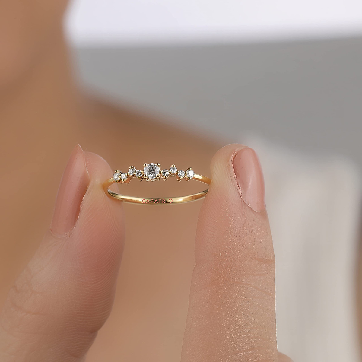 CARATRIO Engagement Rig for Women,14k Solid Gold Lab grown Cluster Ring for Wedding |Bridal gold ring promise ring |Jewellery Gift | Birthday Gift For Gold (6.5, White Gold)