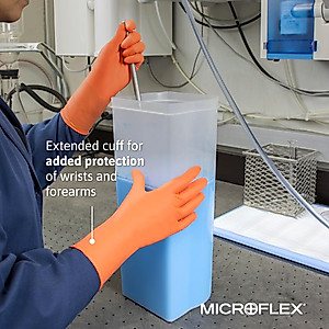 Ansell Microflex Blaze N48 7mil Disposable Nitrile Gloves w/Extended Cuff for Automotive, Oil, Mining - XX-Large, Orange (Box of 100)