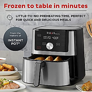 Instant Vortex Plus 6-in-1, 4QT Air Fryer Oven, From the Makers of Instant Pot with Customizable Smart Cooking Programs, Nonstick and Dishwasher-Safe Basket, App With Over 100 Recipes, Stainless Steel