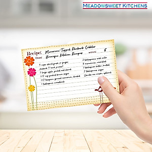 Meadowsweet Kitchens Recipe Card Set - 25 Double Sided Recipe Cards 4 x 6 Inch, Perfect Size Blank Cards for a Recipe Card Box, Make Your Own Personalized Recipe Book - Singing Birds