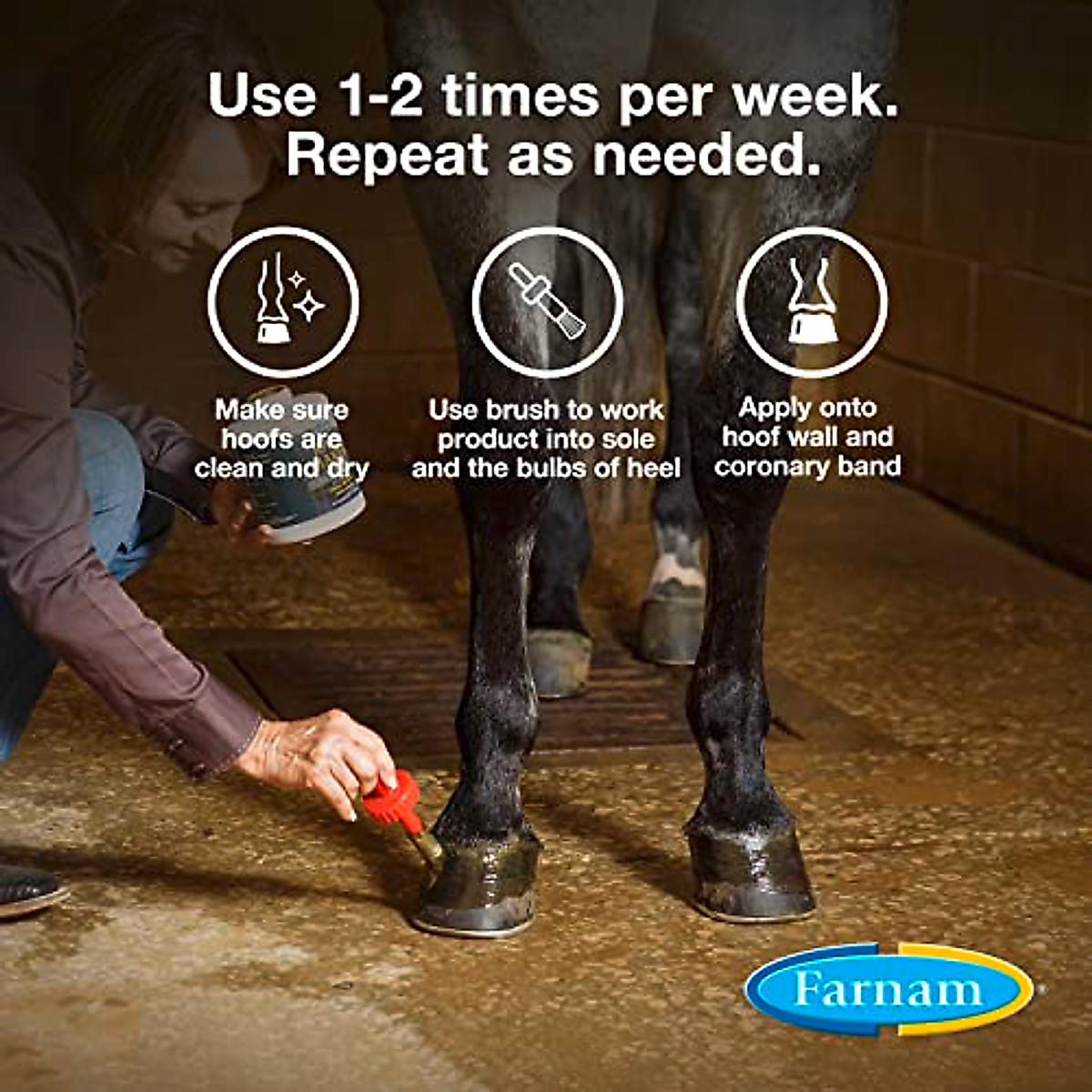 Farnam Rain Maker Triple Action Hoof Oil for Horses Moisturizer and Conditioner, Attracts, Absorbs and Retains Moisture, Contains Aloe, 32 Oz.