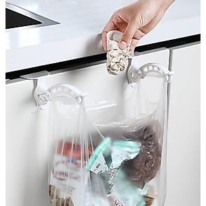 gugululu Foldable Trash Bag Holder for Kitchen Cabinets Doors and Cupboards,Under Sink Bag Holder,Portable Trash Bag Holder Kitchen Trash Bin Garbage Bags White