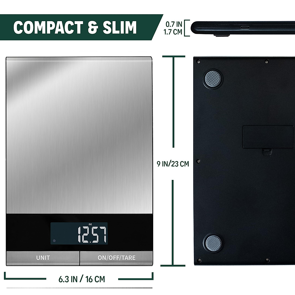 Monarchef Digital Food Scale for Kitchen, Baking, Cooking, and Meal Prep, 10 Unit Measurements, 22 lb Weight Capacity, Stainless Steel Top, Dual Power Option, 15 Features