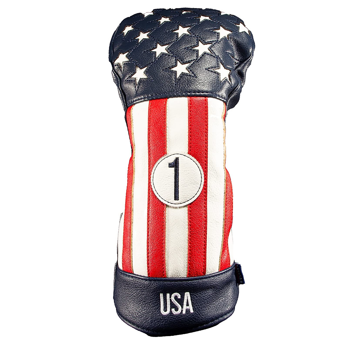 CMC Design Custom Americana Embroidered Golf Driver Head Cover - Glove Soft Lining - Design Elements Include Applique and Embossing - Great Fit on Any Club as Golf Head Covers, Wood Driver Cover