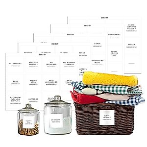 Dekluttr 144 Minimalist Laundry Labels for Organizing Linen, Storage, and Laundry Room Preprinted Organization Labels for Storage Bins Containers and Jars