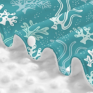 Rutiea Monochrome Ocean Background Car Seat Cover for Babies, Peekaboo Opening Minky Carseat Canopy Stroller Cover for Newborn, Mom Nursing Breastfeeding Covers, Blanket for Infant Toddler, One Size