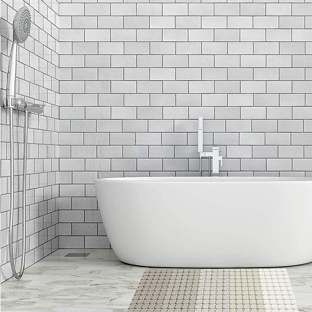 BEMISO Shower Mat Non Slip Bathtub Mat with Suction Cups and Drain Holes Bath mat for tub 33.4 x 15.7 Inch Large Size