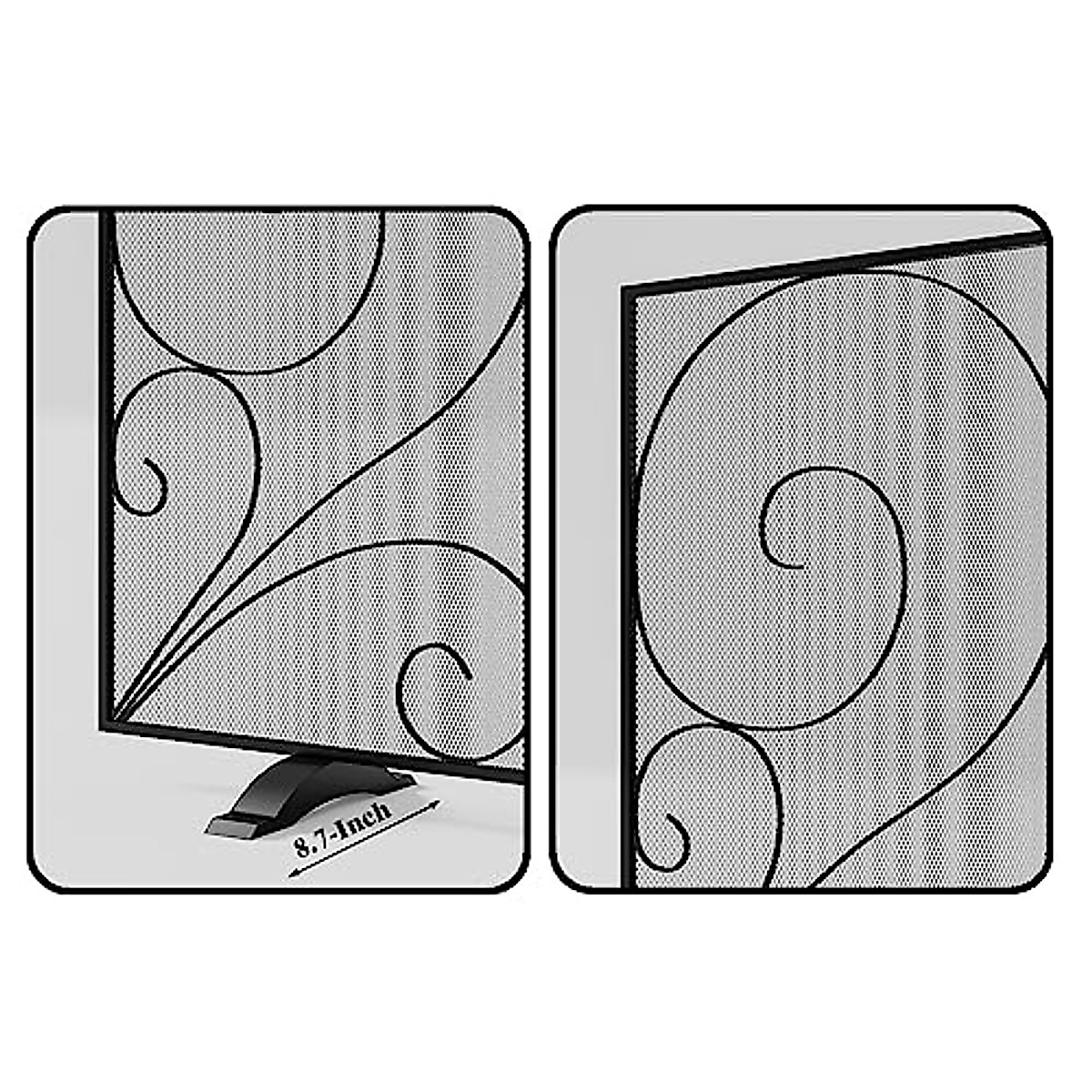 Fire Beauty Single Panel Fireplace Screen Handcrafted Solid Wrought Iron Mesh, Heat-Resistant Fire Spark Guard for Fireplace-Black