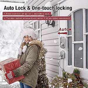 Tinewa Electronic Smart Keypad Deadbolt, Front Door Handle Sets, Keyless Entry Door Deadbolt with Lever Handle, Digital Keypad Deadbolt, Auto Lock, Code Door Lock, Satin Nickel