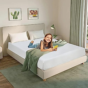 HWGEBY Bed Full Size Matress, Full Size Memory Foam Mattress for Cool Sleep, Double Bed Mattress Green Tea Mattress, Cool Gel Memory Foam Mattress with Soft Cloth Cover(Full, 6 Inch)