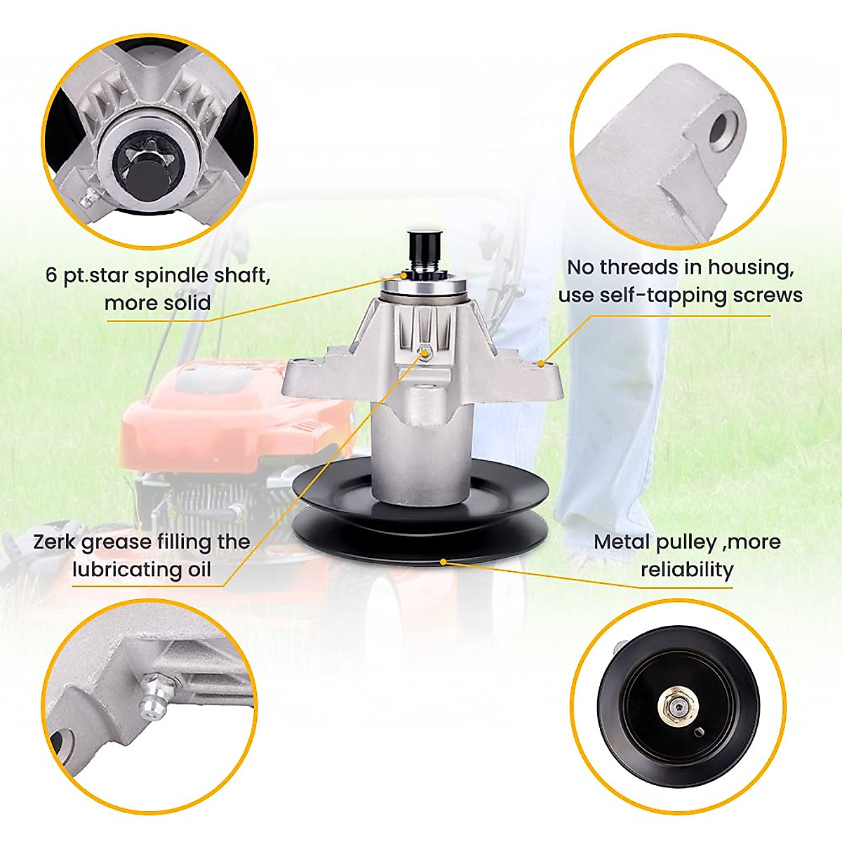 Set of 3, New Spindle Assembly 50" RZT for MTD Cub Cadet LGTX1050 RZT50 LT1050 918-04125B 918-04126 618-04126 918-04125 618-04125