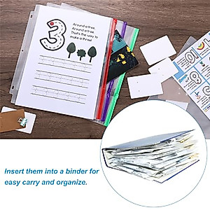 PATIKIL A4 Binder Pocket, 15 Pack PVC Letter Size Zipper 3 Holes Binder Pouch Folders Document Waterproof Filing Storage Loose Leaf Bags for 3-Ring Notebook Binder, Green