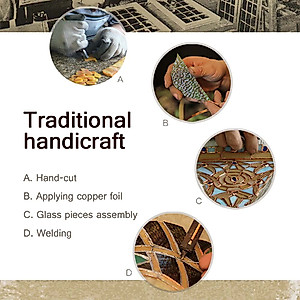 Bieye L10686 Baroque Tiffany Style Stained Glass Torchiere Floor Lamp with Sidelight for Reading Home Decor, 71-inch Tall