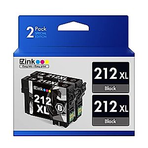 E-Z Ink (TM Remanufactured Ink Cartridge Replacement for Epson 212XL 212 XL T212XL to use with Workforce WF-2830 WF-2850 Expression Home XP-4100 XP-4105 Printer (Black, 2 Pack)