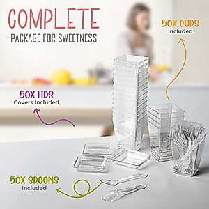 50pack 5oz Clear Plastic Dessert Cups With Lids And Spoons - Mini Parfait Cups With Lids - Appetizer Cups For Parties Small Dessert Cups With Spoons (50 Cups + 50 Lids + 50 Spoons)