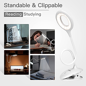OPPLE Click on Light Desk Lamp - (2022 Update) Book Light with 360° Flexible Gooseneck, LED Reading Light with 3 Brightness, Clamp Light for Headboard, Desk, Table, etc
