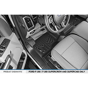 MAXLINER Custom Floor Mats 2 Row Liner Set Black Compatible with 2017-2022 Ford F-250/F-350 Super Duty Crew Cab with 1st Row Bench Seat