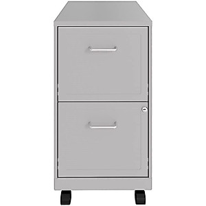 Scranton & Co Mobile 2 Drawer Metal Vertical File Cabinet, Letter-Size, in Arctic Silver, Partially Assembled