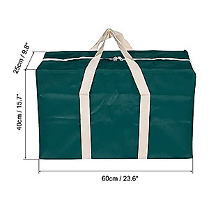 PATIKIL Closet Storage Bags, 23.6'' Length Clothes Blanket Organizer Foldable Bag with Carrying Handles for Bedding Clothing, Green