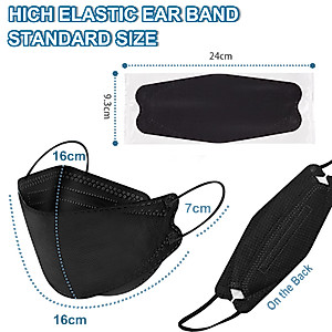 60pcs KF94 mask,Disposable Black Masks,4 Layers Protection Filter Efficiency>95%,Double line Nasal Frame,Highly Elastic Ear Straps,Breathable Comfort,Suitable Men Women Daily use(Individual Package)
