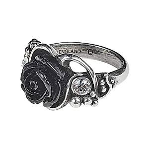 Alchemy Gothic Romantic Dark Desire Clear Crystal Bacchanal Rose Ring - Size N/7