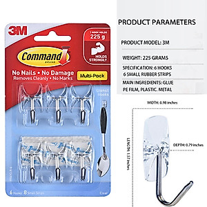Command Hooks Damage-Free Wall Hooks,6 Medium Wire Toggle Hooks with Adhesive Strips, No Tools Needed for Easy Hanging, Ideal for Organizing Keys, Calendars, and Dorm Decor, Holds Up to 225 Gram Each