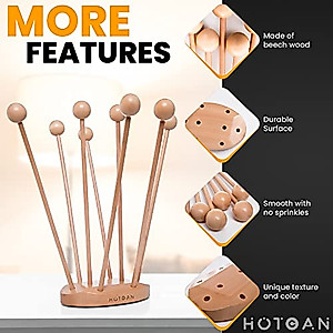 HOTCAN Plastic Bag Drying Rack, Reusable Bag Drying Rack, Bottle Drying Rack Space Saving for Kitchen, Bottle Dryer Rack, Beech Wood Drying Rack, Easily Assembled and Disassembled for Storage