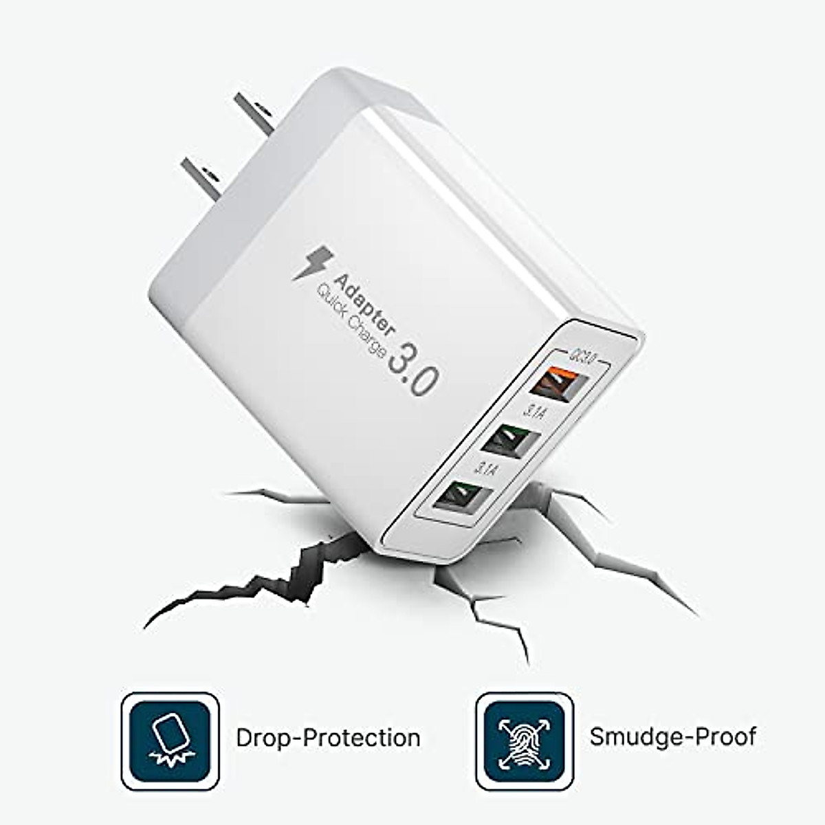 USB Wall Charger, Yosou 3-Port Fast Charging Block 33W Quick Charge 3.0 Wall Charger Plug USB Cube Power Adapter Charger Block for iPhone Xs/XS Max/XR/X/8/7/6, Samsung, LG, Tablets, Kindle and More