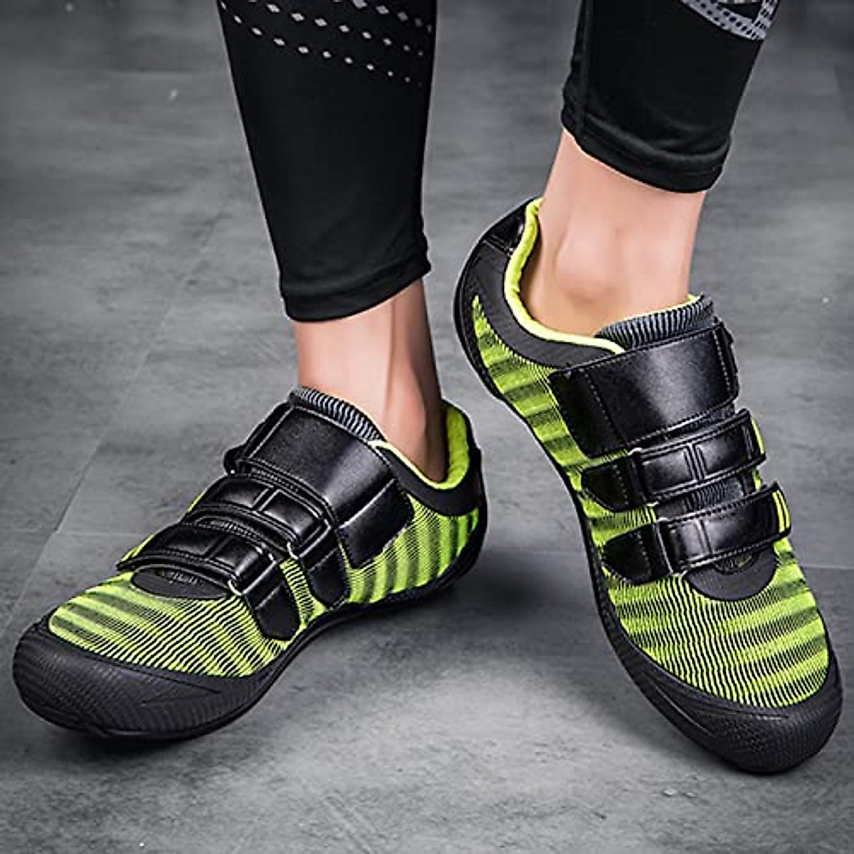 SDEQA Men's Cycling Shoes for Women Road Bikes MTB Shoes Compatible with Peloton SPD ARC Look Delta Cleats Indoor/Outdoor Compatible with Peloton Shoes,Green,10.5