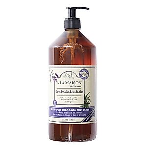 A LA MAISON French Liquid Hand Soap, Lavender Aloe - Natural Hand Wash Made with Essential Oils - Biodegradable, Plant-Based, Vegan, Cruelty-Free, Alcohol & Paraben Free (33.8 oz, 1 Pack)
