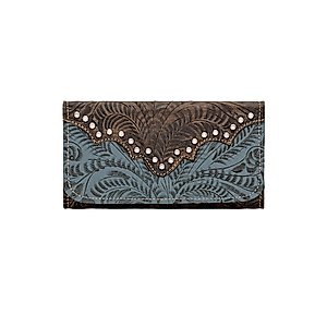 American West Women's Leather Tri-Fold Wallet Billfold Annie's Secret