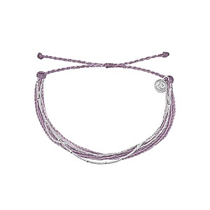 Pura Vida Bracelet Silver Chain Malibu Bracelet - Adjustable Bracelet with Waterproof Band, String Bracelet for Women - Stackable Bracelets, Handmade Braceletss - Light Purple