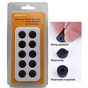 SIMOLIO Wireless TV Headset Replacement Ear Tips, Noise Isolation Memory Foam Earbuds for Under-Chin Headsets, Soft Replacement Earbuds for SIMOLIO Wireless TV Headphones (Black, 5 Pairs, Small Size)