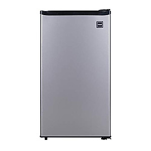 RCA RFR322 Mini Refrigerator, Compact Freezer Compartment, Adjustable Thermostat Control, Reversible Door, Ideal Fridge for Dorm, Office, Apartment, Platinum Stainless, 3.2 Cubic Feet