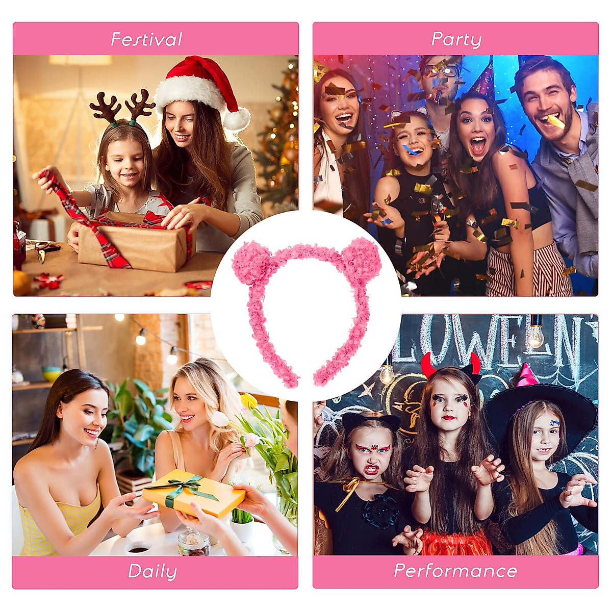 STOBOK Cute Headbands, 6pcs Bear Ears Headbands Makeup Headbands Costume Cute Fluffy Hair Hoops Hair Accessories Party Favor Headwear for Cosplay Supplies Bear Ears Hair Hoops