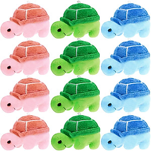 Skylety 12 Pieces Christian Charity Donation Supplies Mini Turtle Stuffed Toy Soft Turtle Animal Plush Toys Turtle Cute Stuffed Animal for Adults Birthday Party Decorations(Simple Style)