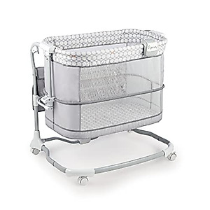 Ingenuity Dream & Grow Bedside Baby Bassinet 2-Mode Crib 0-12 Months, Adjustable Height - Dalton (Grey)