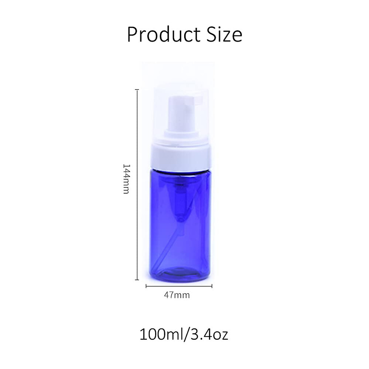 2PCS 100ml Cobalt Blue Refillable Empty Foam Pump Bottles Small Foaming Soap Dispenser for Hand Soap Lash Cleanser Shampoo Liquid 3.4oz