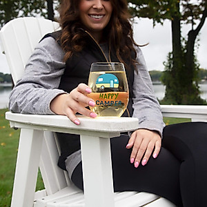 Pavilion - Happy Camper - 18 Oz Stemless Wine Glass