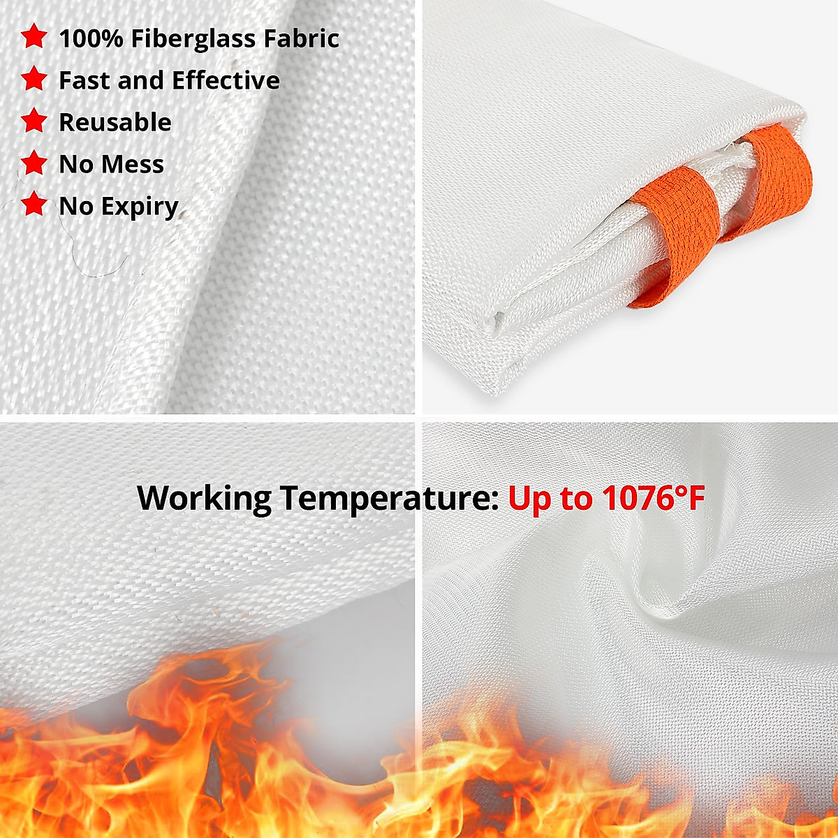 SecuCaptain Emergency Fire Blanket for Home and Kitchen - 2 Pack 40"x40" Flame Suppression Fiberglass Fire Blankets for House Camping Car Office Warehouse Emergency Survival Safety