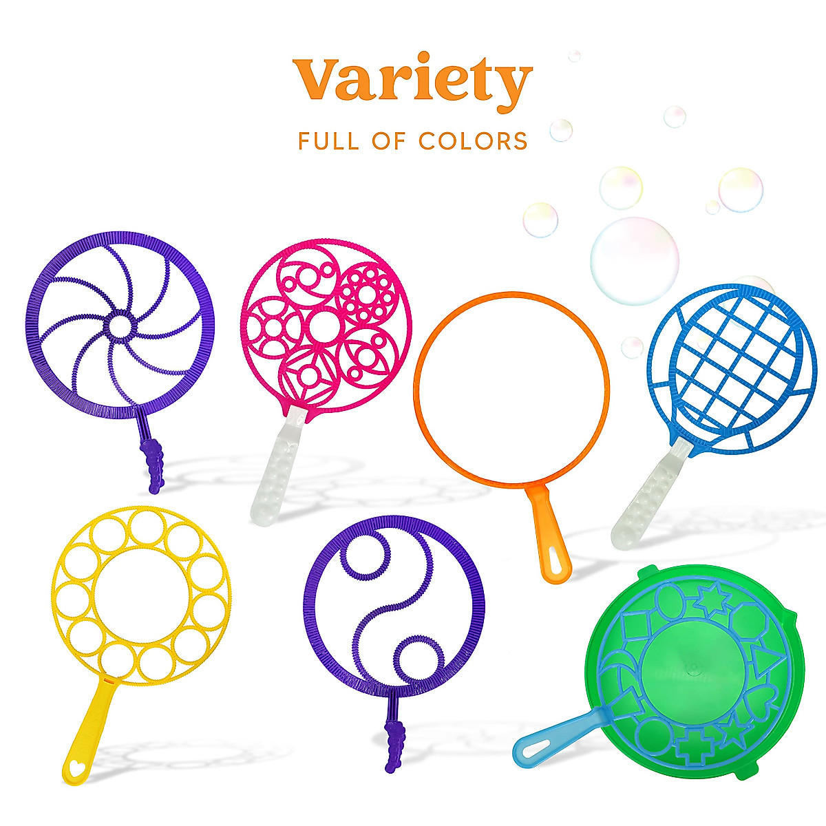 JOYIN Big Bubble Wands Set Bulk for Kids Summer Outdoor Activity Party Favors, 18 Pcs Giant Bubble Maker with Tray, 12" Large, 6 Pcs Solution Suitable for All Age People