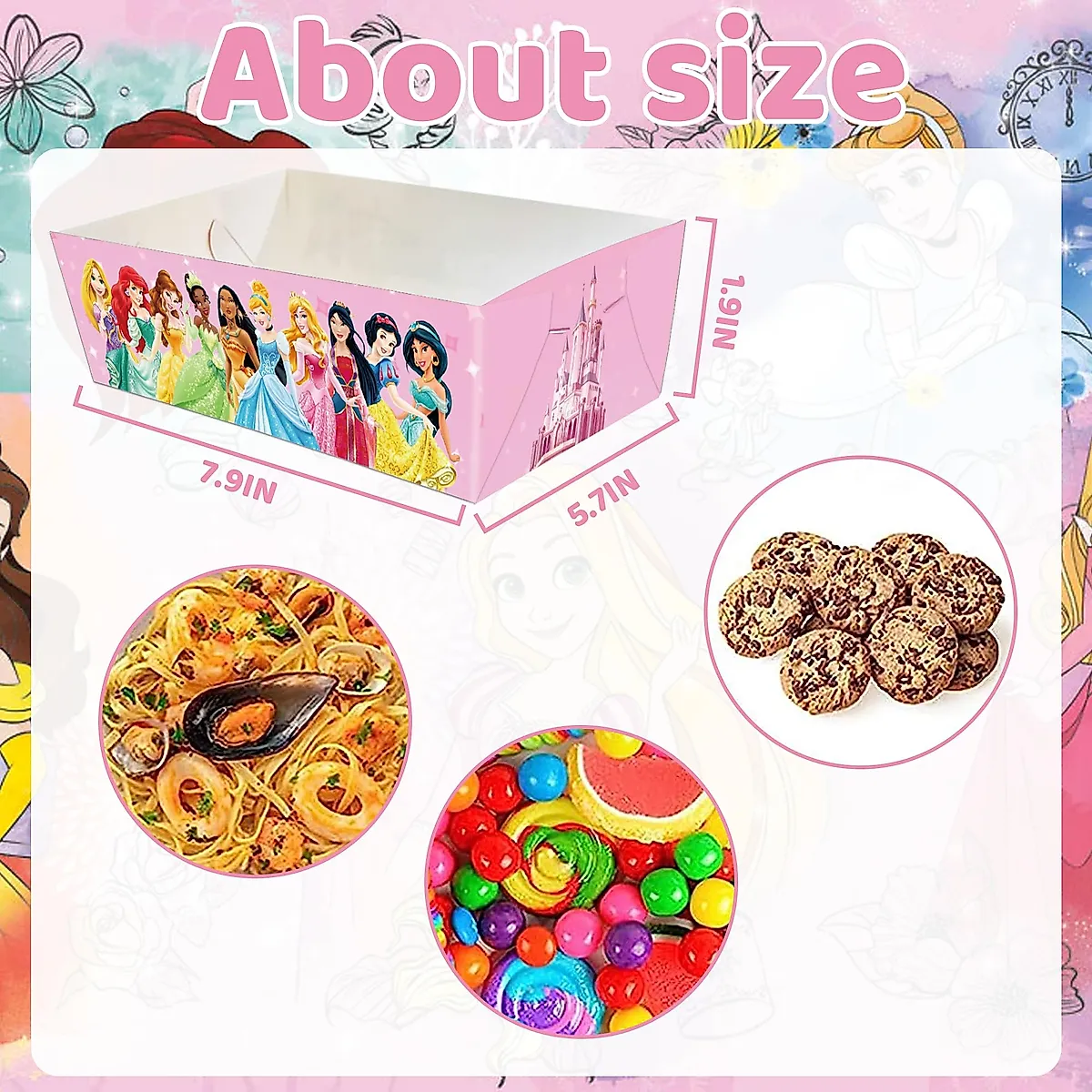 30Pcs Princess Party Decorations Food T ray, Princess Birthday Party Decorations Princess Food Tray Princess Theme Party Favors Paper Food Serving T ray