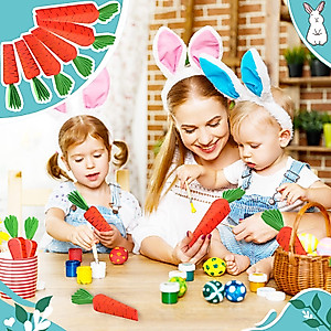 6 Pieces Rustic Wooden Carrots Easter Carrot Easter Decorations Artificial Carrots Tiered Tray Decorations for Easter Bunny Decor Spring Garden Decor Party Supply DIY Crafts Home Kitchen Decor