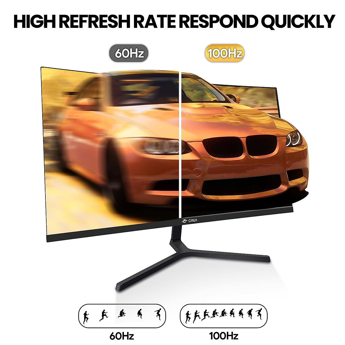 CRUA 24" Curved Monitor, FHD(1920×1080p) 2800R 100HZ, 99% sRGB Color Gamut Computer Monitors, 3-Sided Narrow Bezel and Filter Blue Light Function, Desktop PC Monitor(HDMI, VGA)- Machine Black