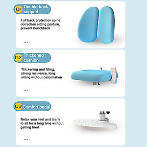 PAPABA Upgraded Kids Desk Chair, Height Depth Adjustable Double Back Support Chair with Comfort Pedal & Wheels Lock, Cute Kids Study Writing Chair for Home School Library, 150lbs Load Capacity (Pink)