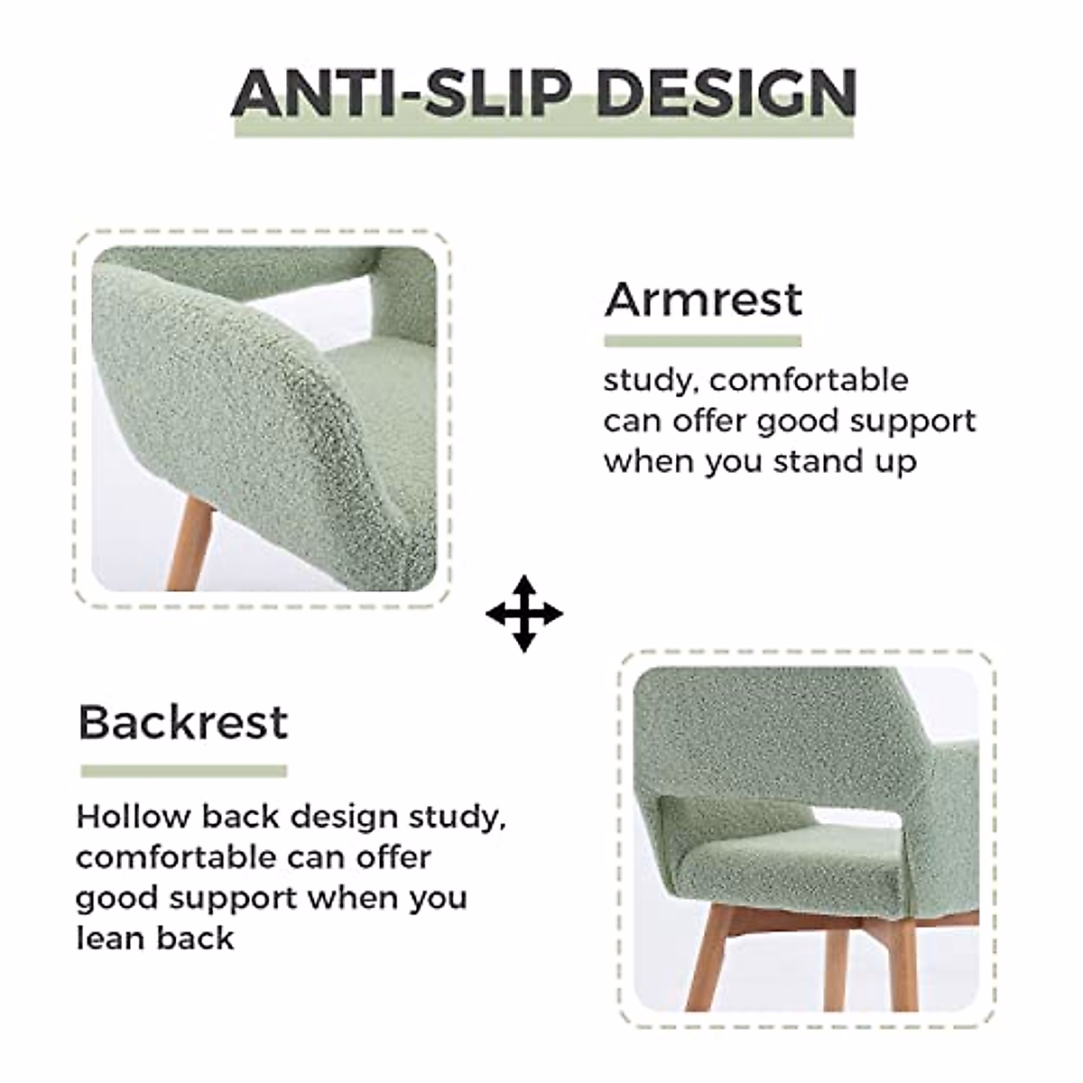 Blairot Small Living Room Accent Arm Chair Brushed Fabric Low Back Desk Chair with Solid Wood Legs Modern Design Upholstered Chair for Bedroom Dining Room (Green)