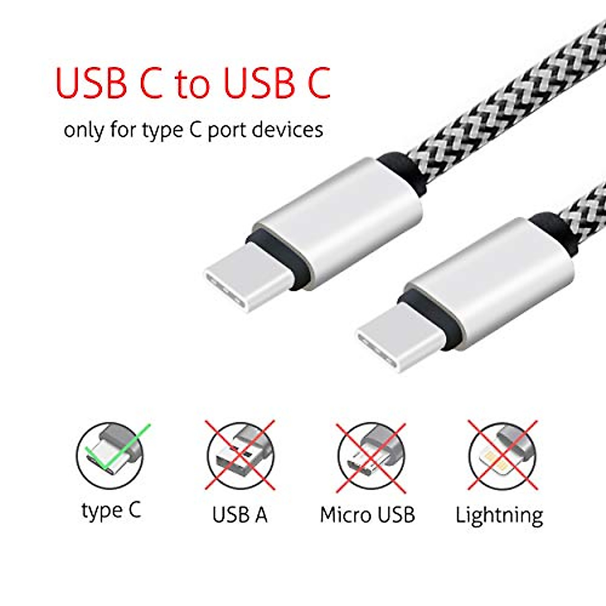 Ailun USB C to USB C Cable 10ft 3Pack High Durability 60W 3A USB Type C Devices Charging for Galaxy S22,S22+,S22Ultra,S21,S20, S20+ S20Ultra S10 Huawei Matebook MacBook iPad Pro 2018 and More