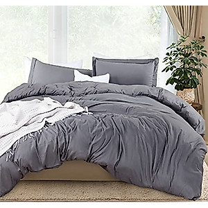 Utopia Bedding Duvet Cover Full Size Set - 1 Duvet Cover with 2 Pillow Shams - 3 Pieces Comforter Cover with Zipper Closure - Ultra Soft Brushed Microfiber, 80 X 90 Inches (Full, Grey)